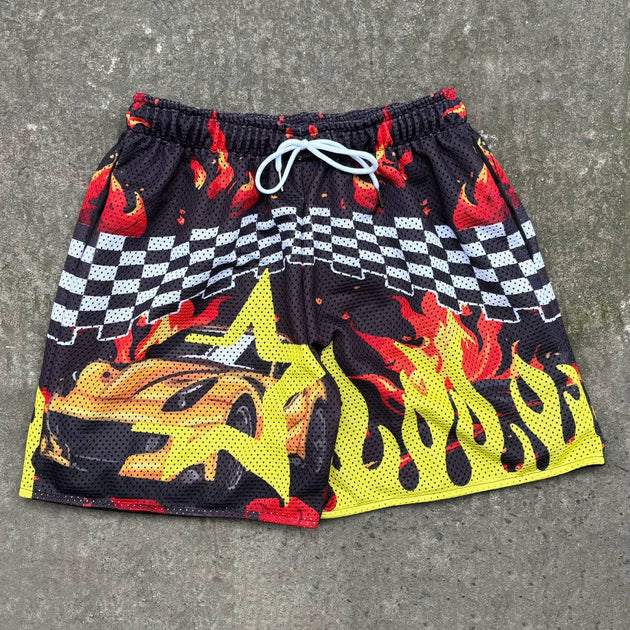Flame Racing Casual Street Mesh Shorts – Yonmos